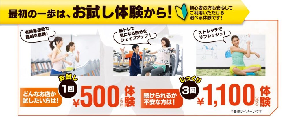 予約なしでいつでもOK！500円体験 – スポーツクラブアクトス – AXTOS